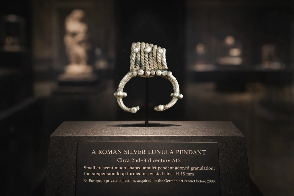 Amulette romaine en argent – Lunule (Lunula) Empire romain, IIᵉ–IIIᵉ ...